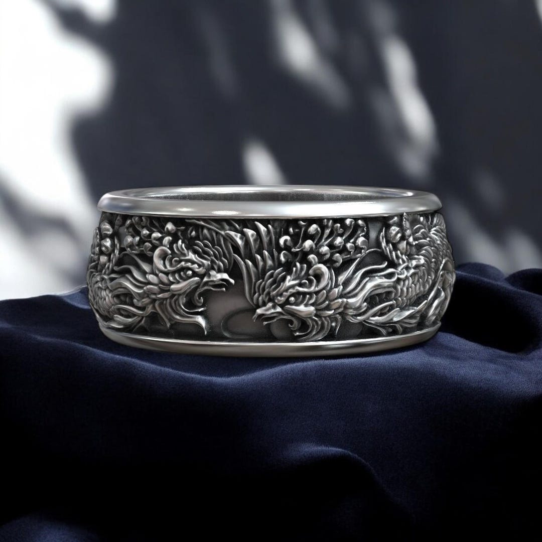 Basan Fire Bird Japanese Mythology Ring 925 Sterling Silver Ornate ...