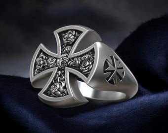 Hospitaller Maltese Cross Templar Symbol Ring 925 Sterling Silver ...
