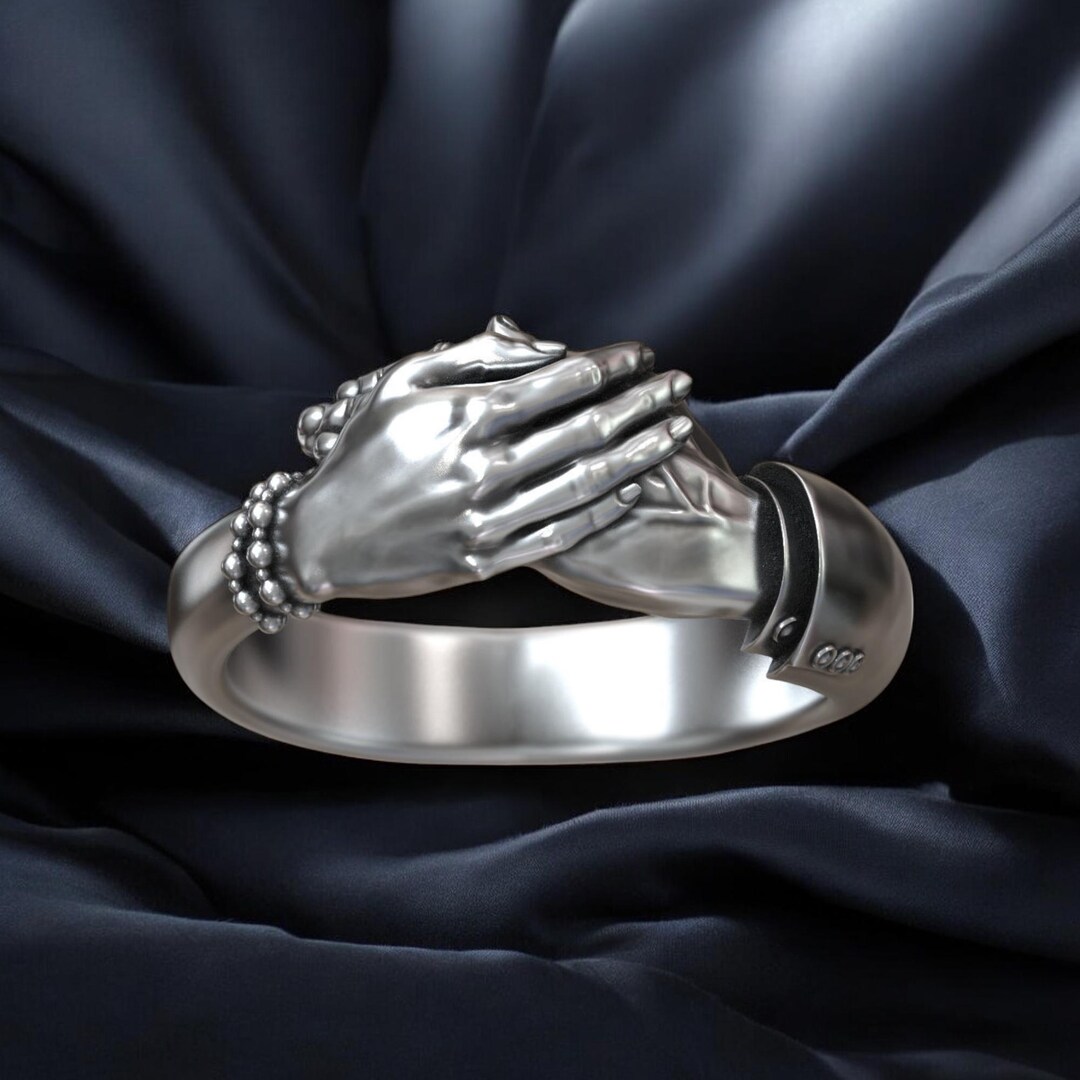 Hug Hands Men and Women Hugging Finger Ring 925 Sterling Silver ...