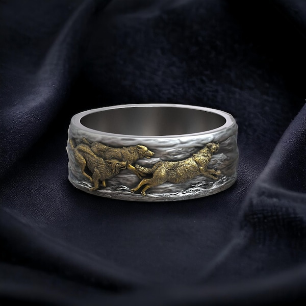 Wolf Ring - Etsy