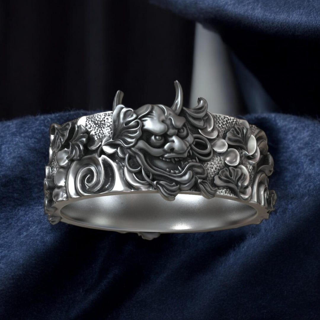 Oni Mask Ring: Hannya Kabuki, 925 Sterling Silver, Handmade Statement ...