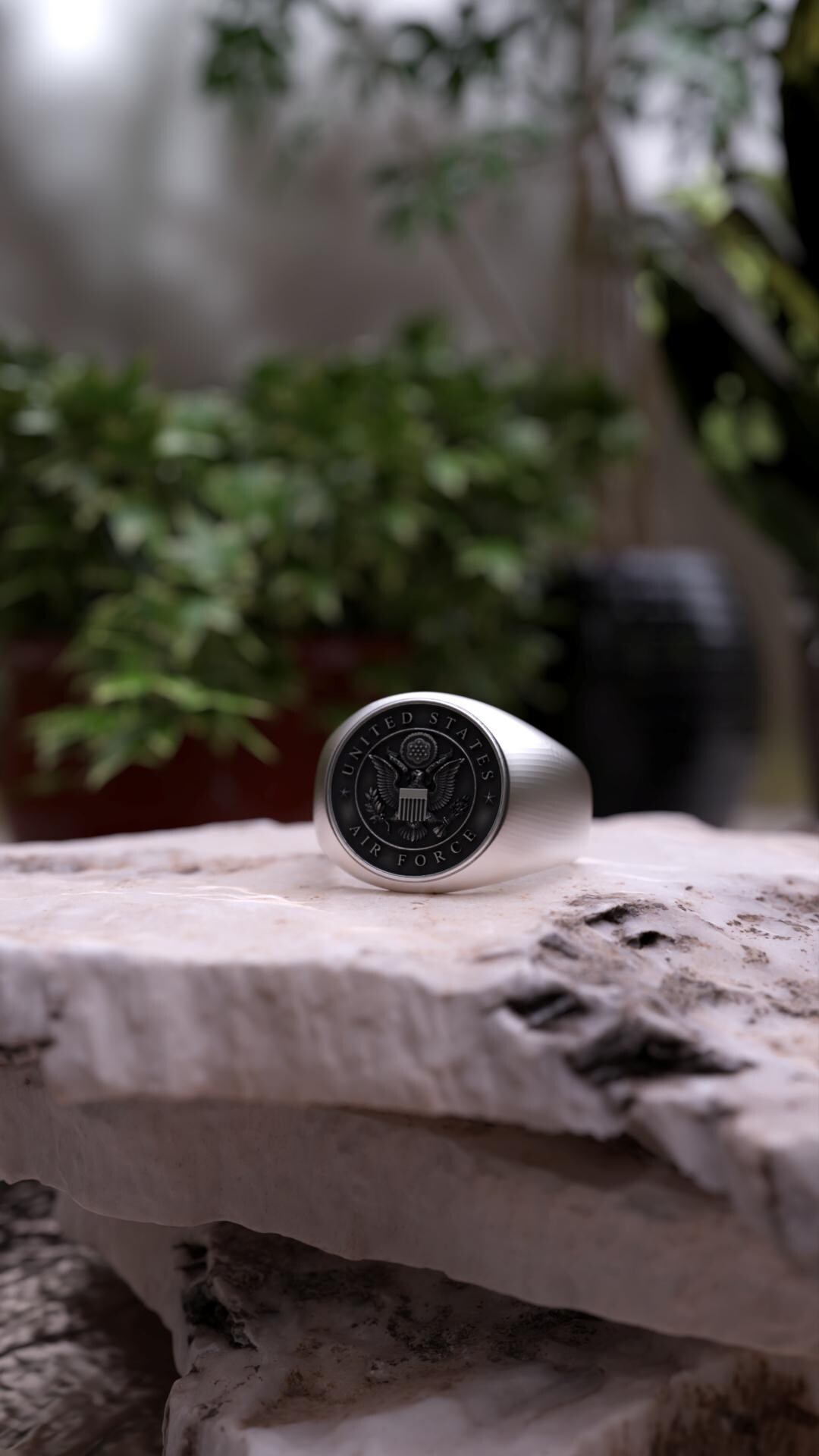 U.S. Air Force 925 Sterling Silver Signet Ring, Military Veteran Badge ...