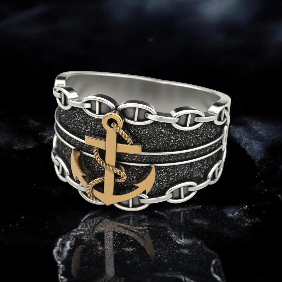 Anchor Ring 925 Sterling Silver Nautical-themed Jewelry Handmade Symbol ...