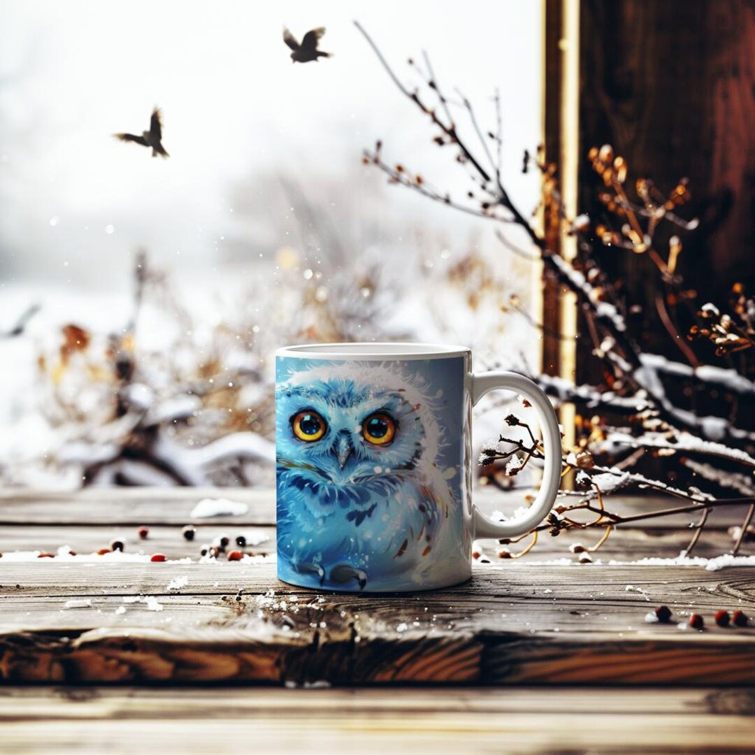 Snowy Owl Mug Realistic Art Mug Owl Lover Gift Ceramic Bird Coffee Mug ...