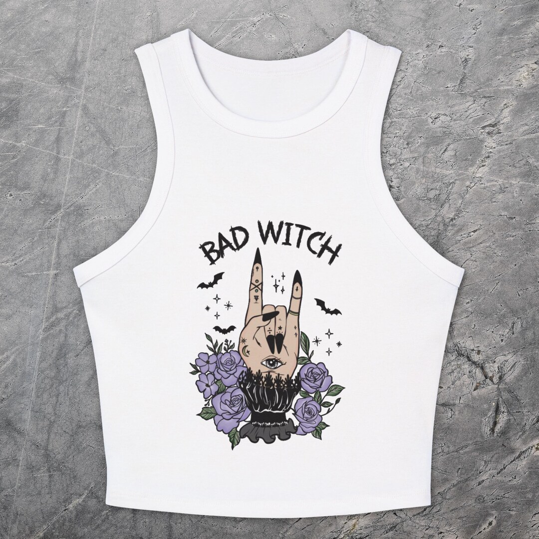 Witchy Tank Top Bad Witch Y2K Gothic Crop Top Grunge Punk Style Dark ...