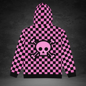 Y2K Emo Hoodie Pink Skull Back Design Millenial Elder Emo Jacket Emo ...