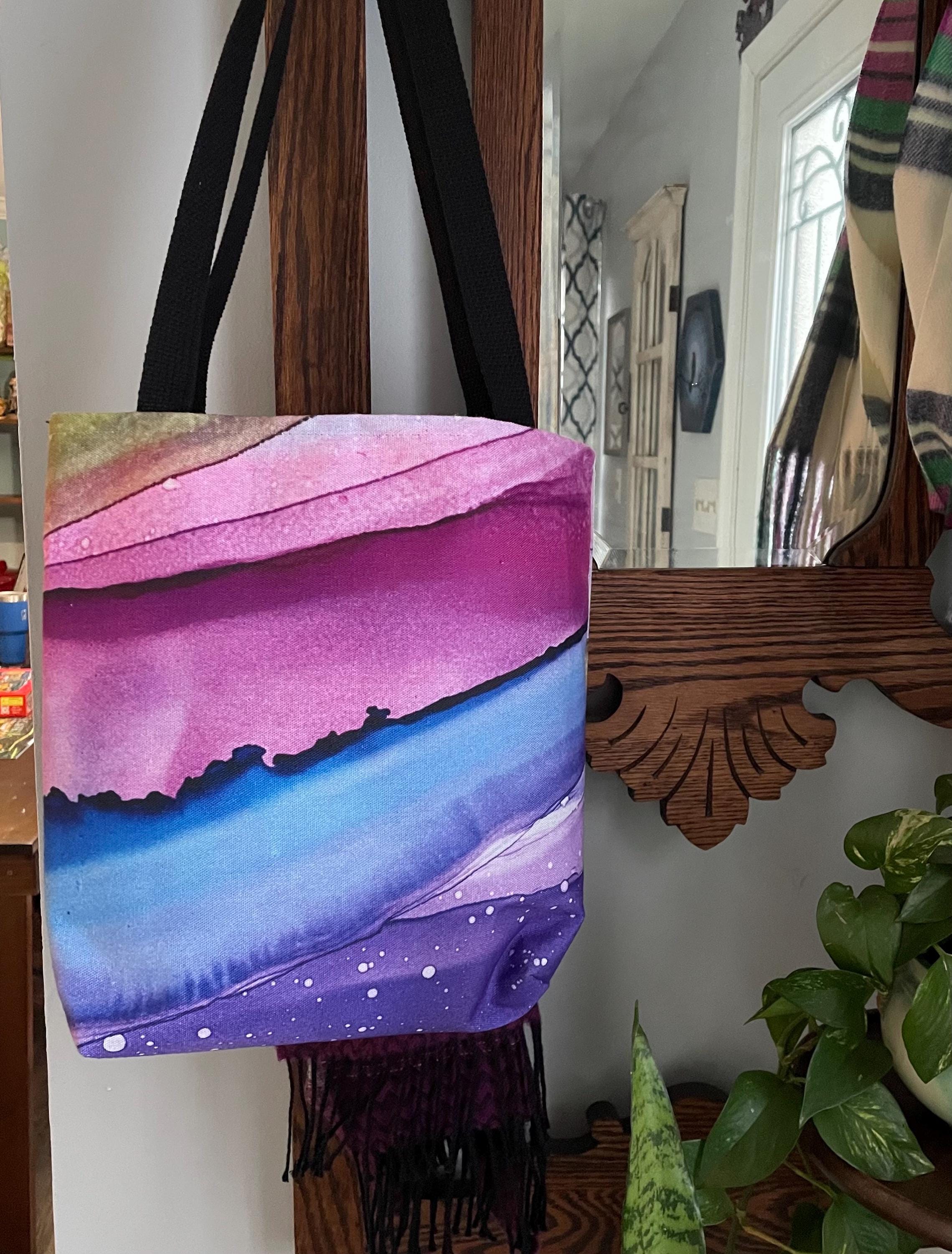 Abstract Purple Ink Art Tote Bag, Reusable Canvas Tote - Etsy