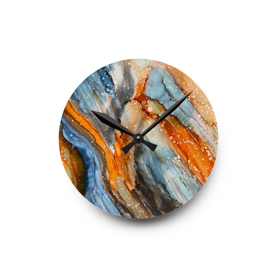Alcohol Ink Acrylic Wall Clock, Fine Art Wall Clock, Alcohol Ink ...