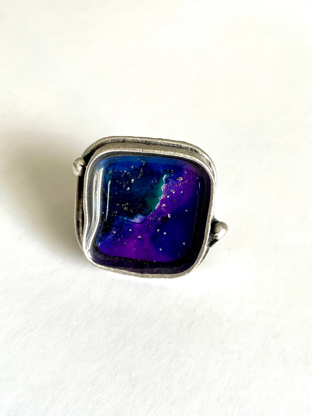 Alcohol Ink Statement Ring, Purple Alcohol Ink Ring, Art Ring, Art ...