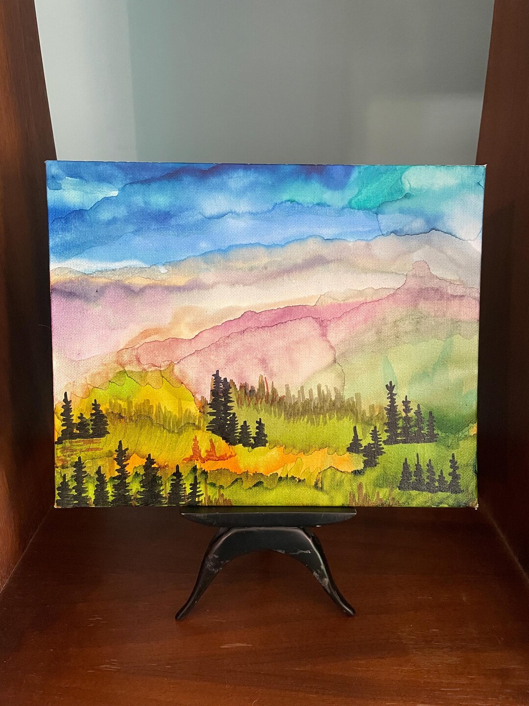 Alcohol Ink Landscape Painting, 8x10 Canvas Landscape, Alcohol Ink ...