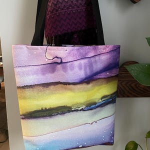 Abstract Purple Ink Art Tote Bag, Reusable Canvas Tote - Etsy