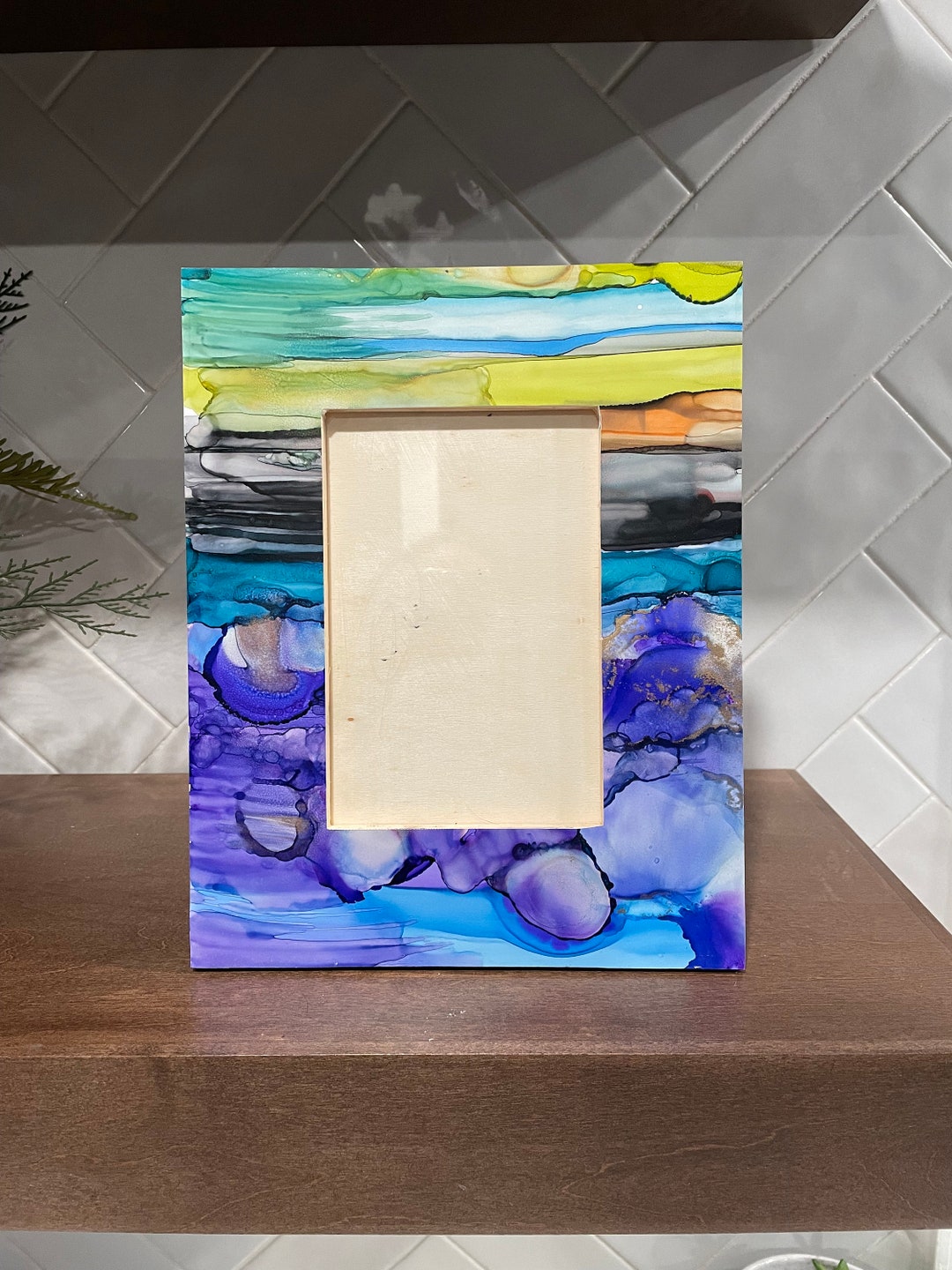 Alcohol Ink 4x6 Photo Frame, Unique Wood Picture Frame - Etsy
