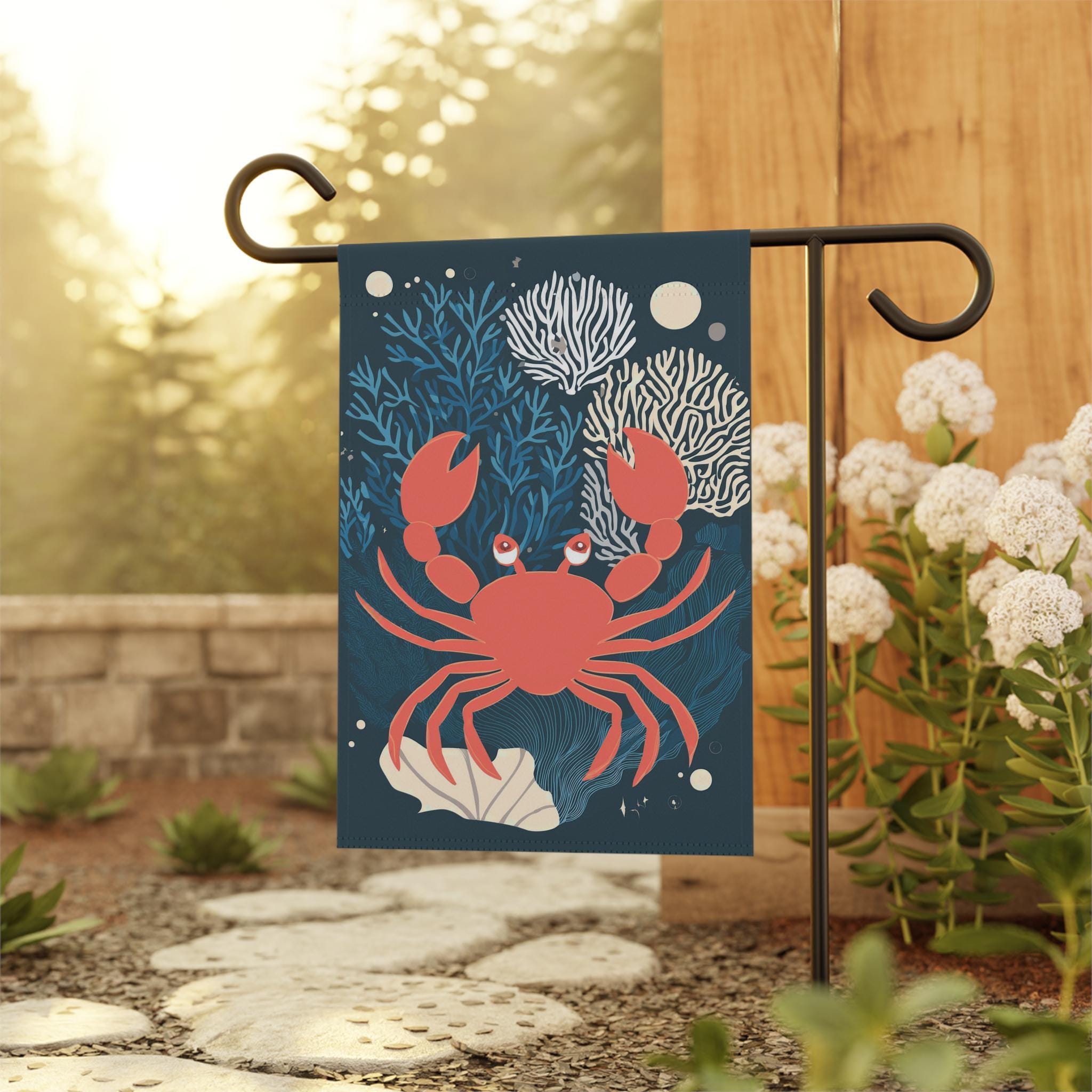 Red Crab Botanical Garden Banner, Crab Decoration, Coastal Decors ...