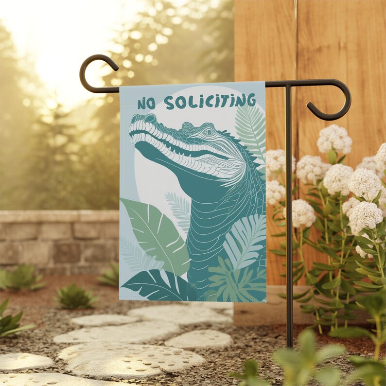 No Soliciting Home Banner, Alligator Outdoor Decor, Tropical ...