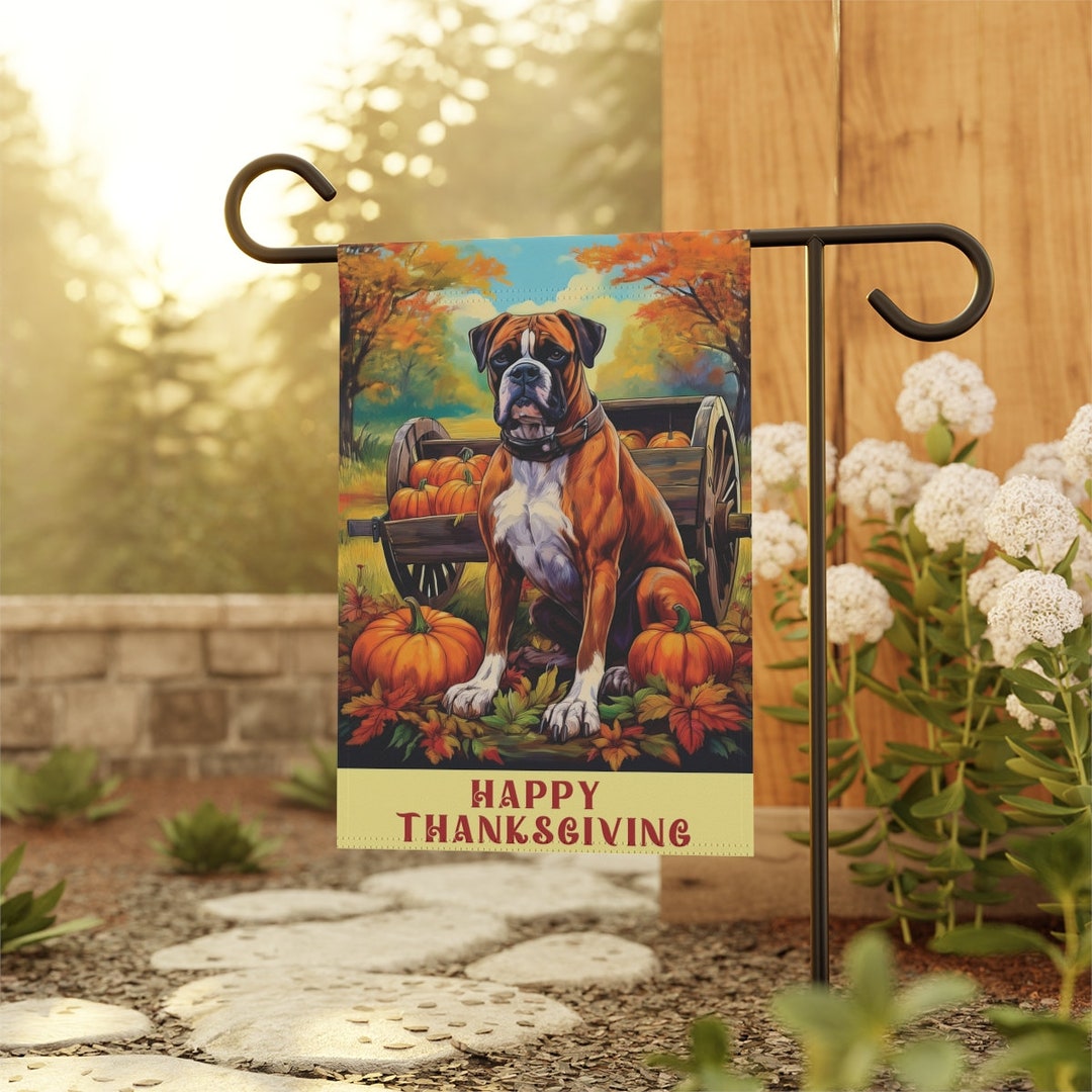 Thanksgiving Boxer Family Garden Banner, Boxer Thanksgiving Decor ...