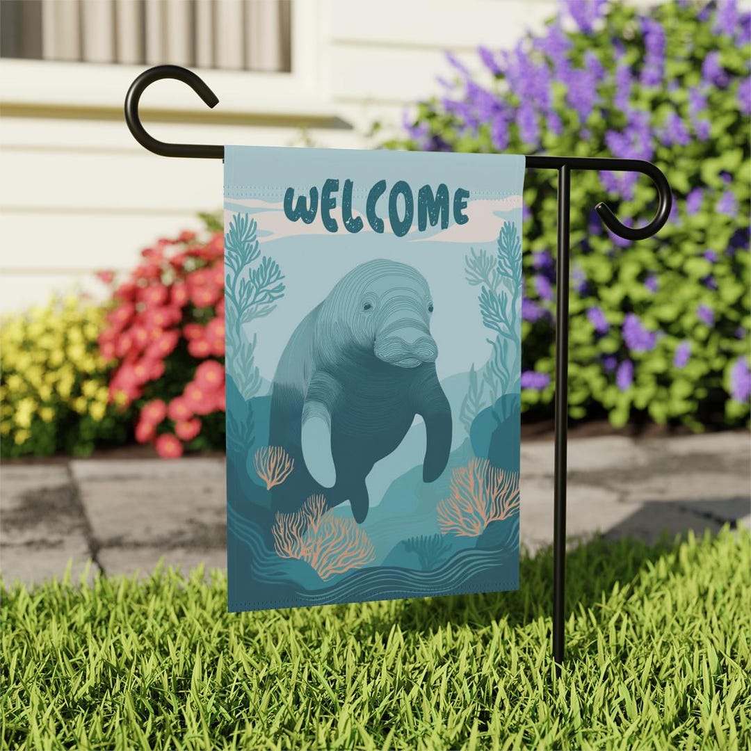 Garden Banner, Manatee Coastal Outdoor Decor, House Flag for Beah House ...