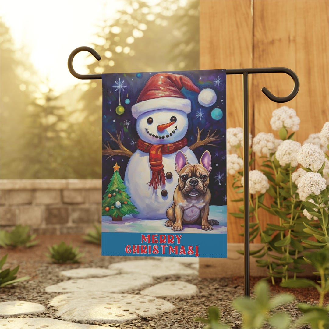 Cute Frenchie Christmas Decor, Christmas Garden Banner, Merry Christmas ...