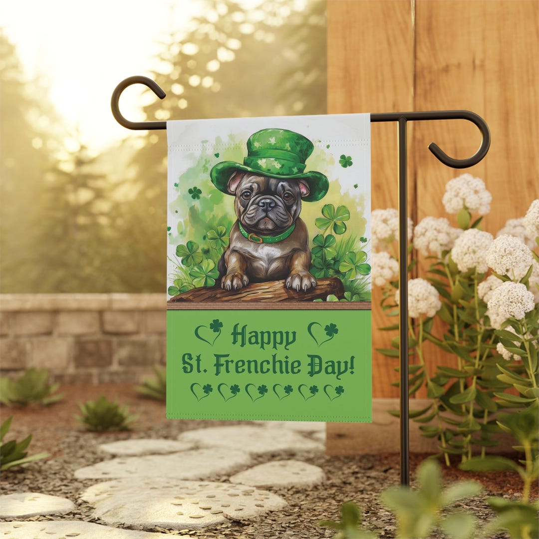 French Bulldog happy St Frenchie Day Humor, Outdoor Banner, Funny ...