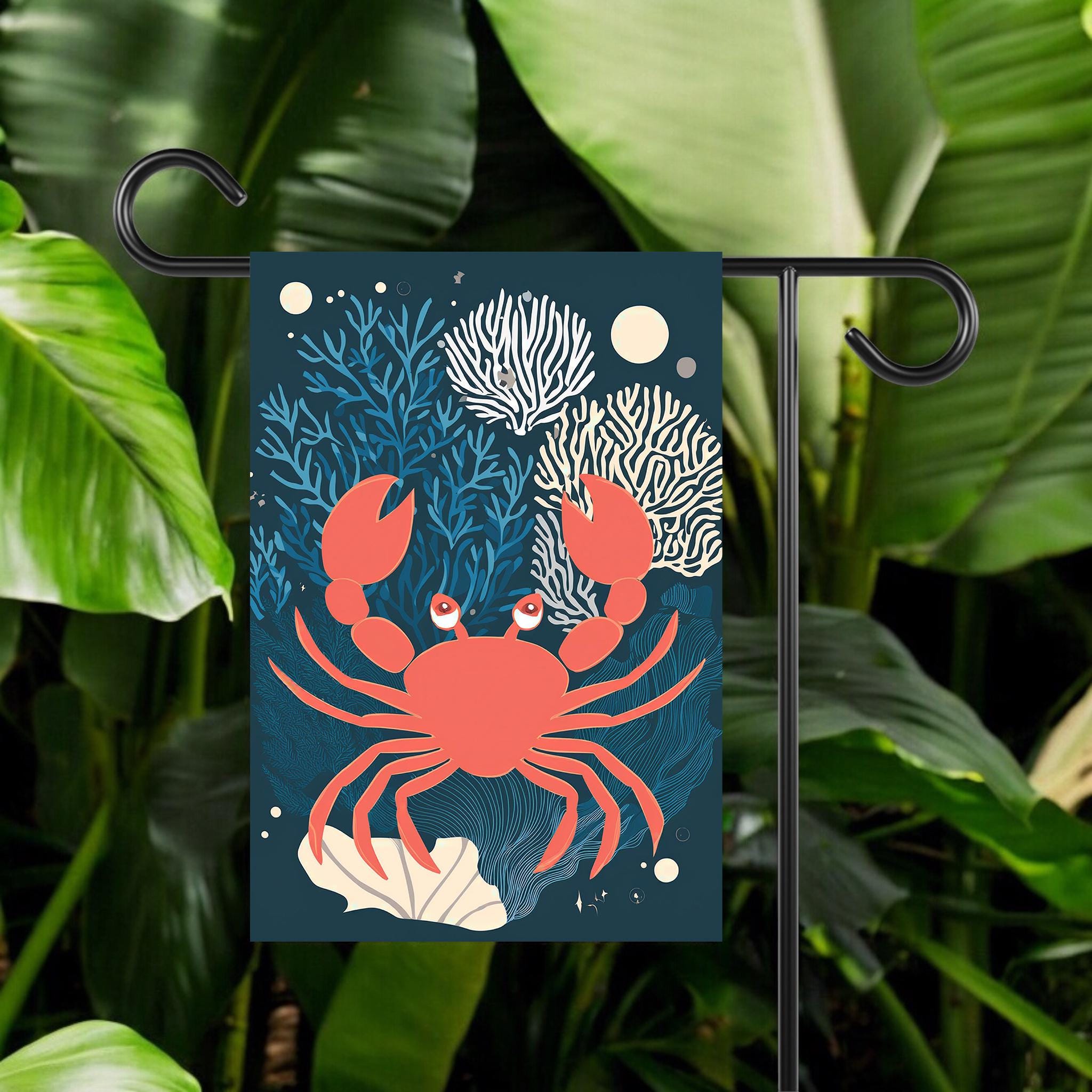 Red Crab Botanical Garden Banner, Crab Decoration, Coastal Decors ...