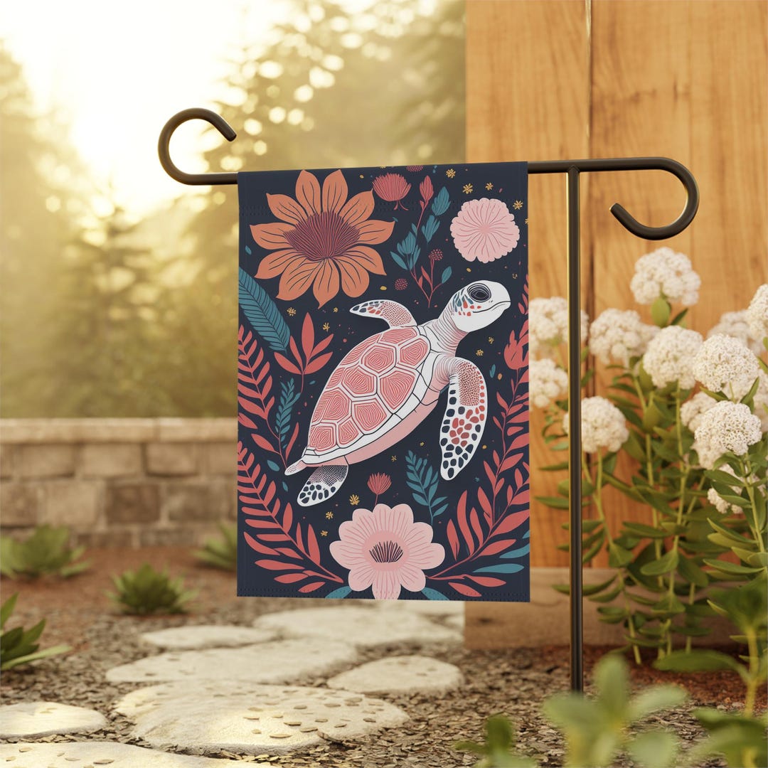 Boho Sea Turtle Garden Flag: Tropical Botanical Decor - Etsy