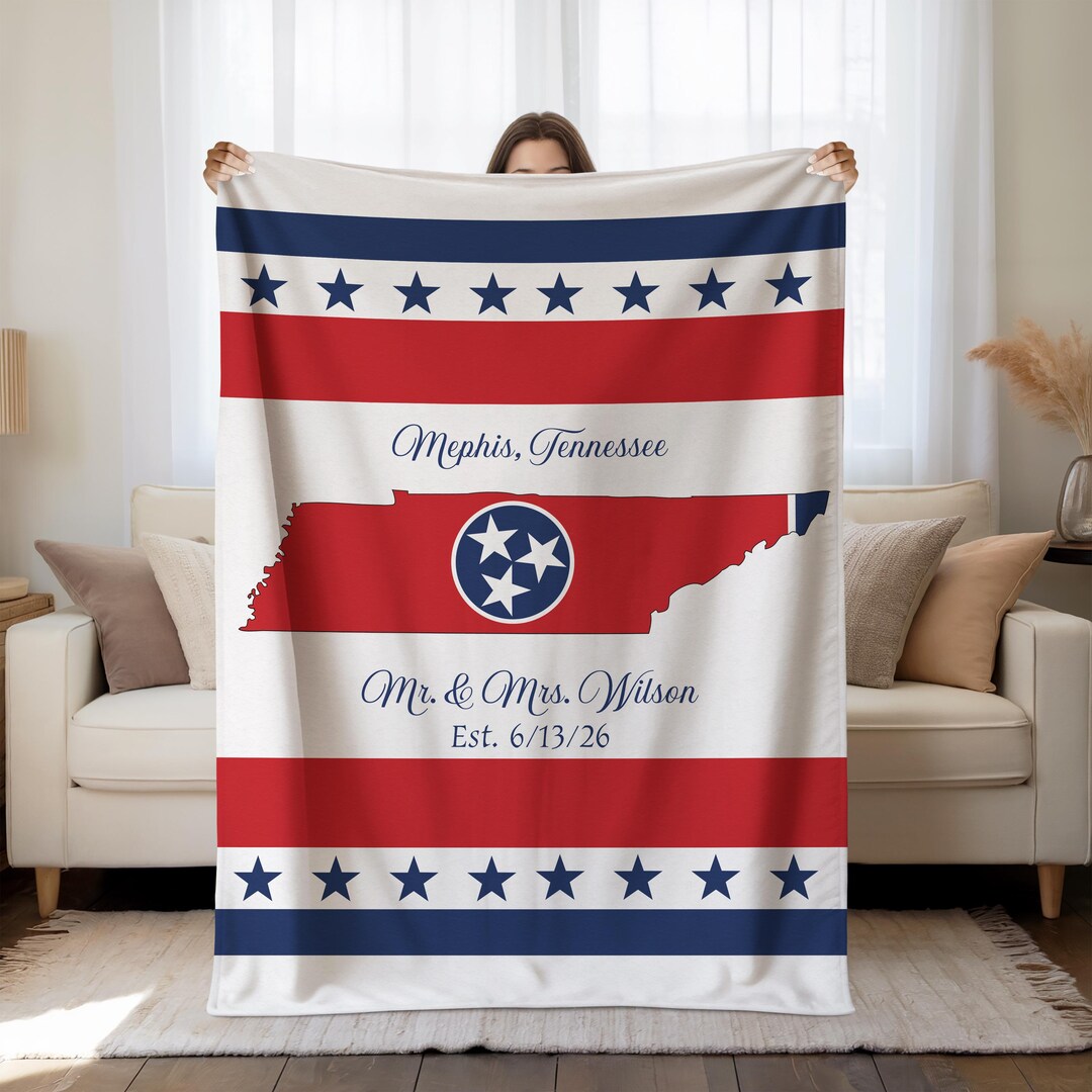 Tennessee State Outline Blanket | Memphis Custom Name Wedding ...