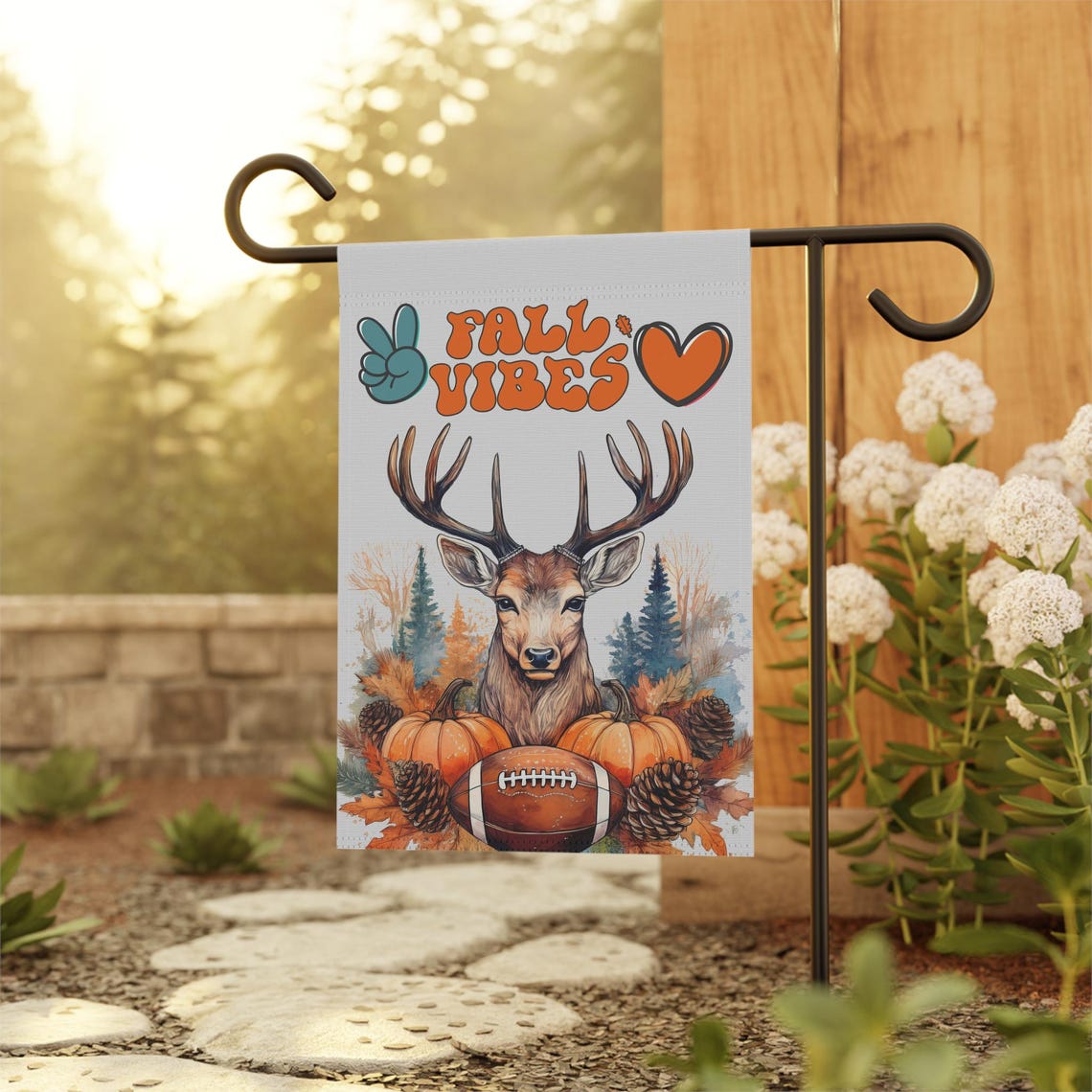 Deer Fall Foliage Garden Banner: Football Thanksgiving Decor - Etsy