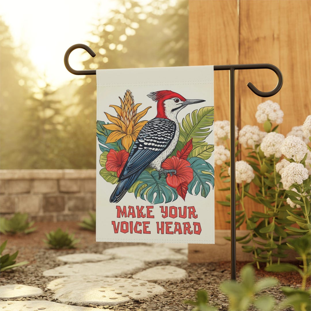 Garden Banner, Woodpecker Flag, Customizable Text, Spring Summer Decor ...