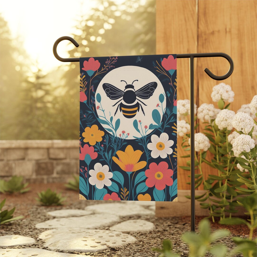 Bumblebee Garden Flag: Botanical Floral Yard Decor - Etsy