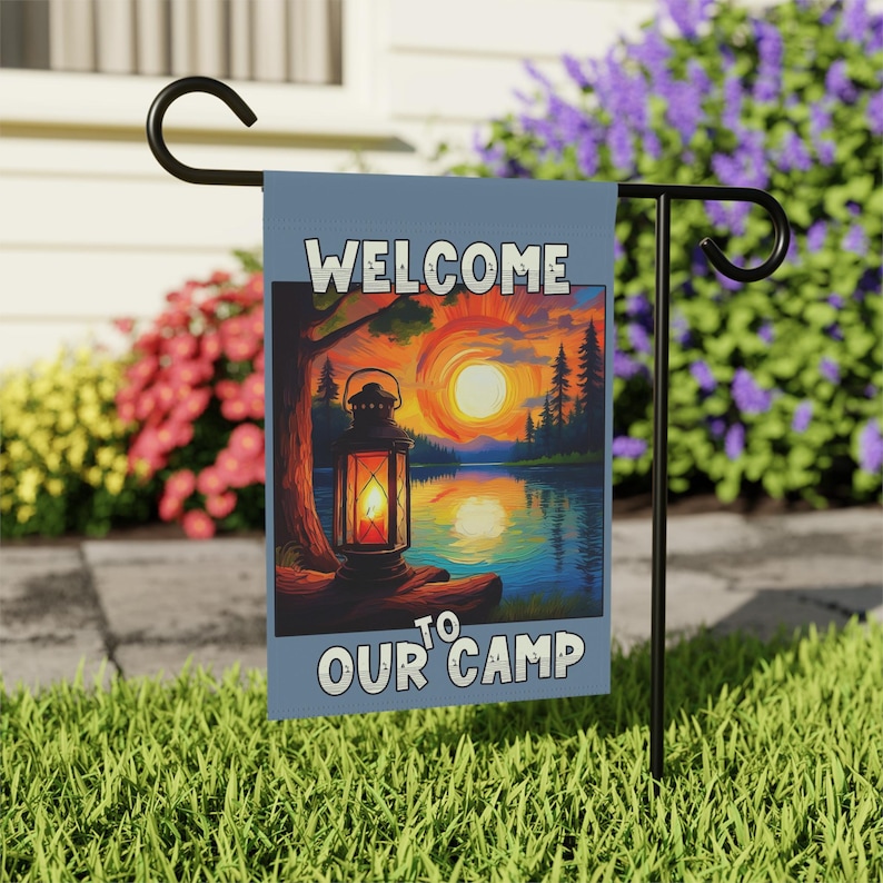 Camp Welcome Banner, Campsite Welcome Flag, Coastal Beach Decor, Cabin ...
