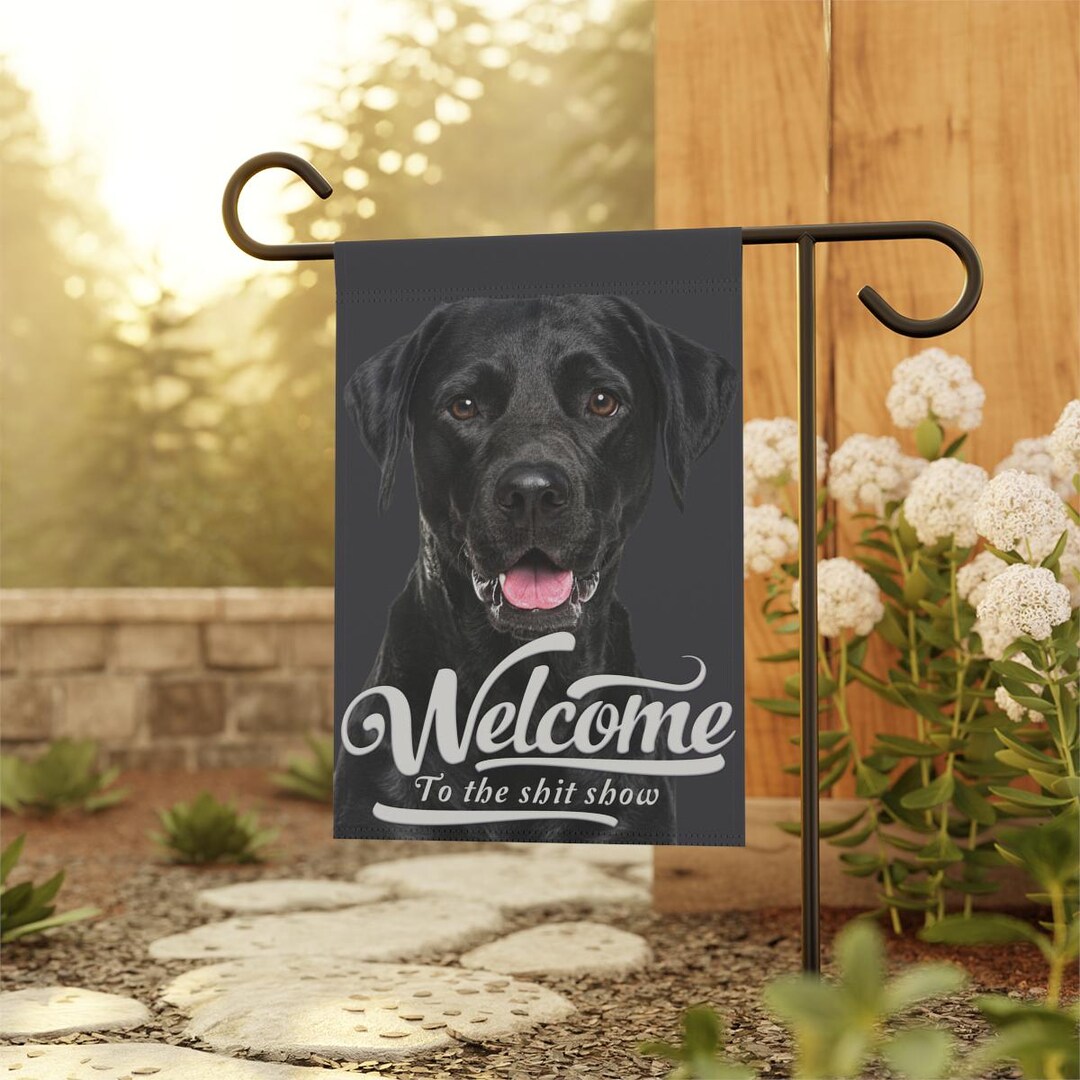 Welcome Black Lab Garden Banner, Outdoor Black Lab Welcome Decoration ...