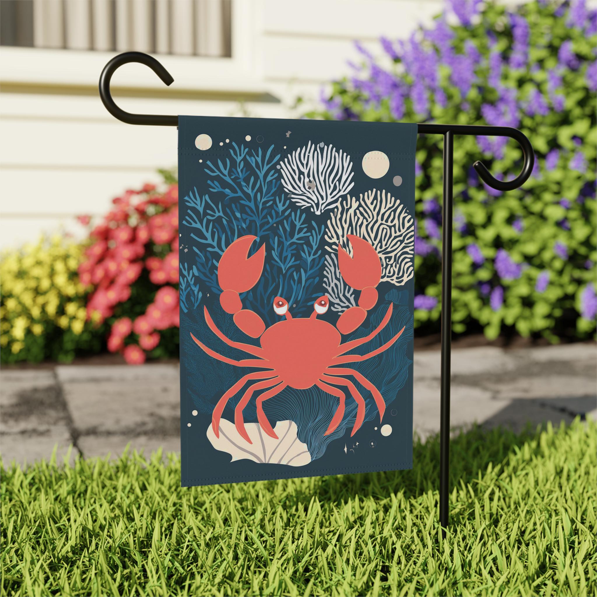 Red Crab Botanical Garden Banner, Crab Decoration, Coastal Decors ...