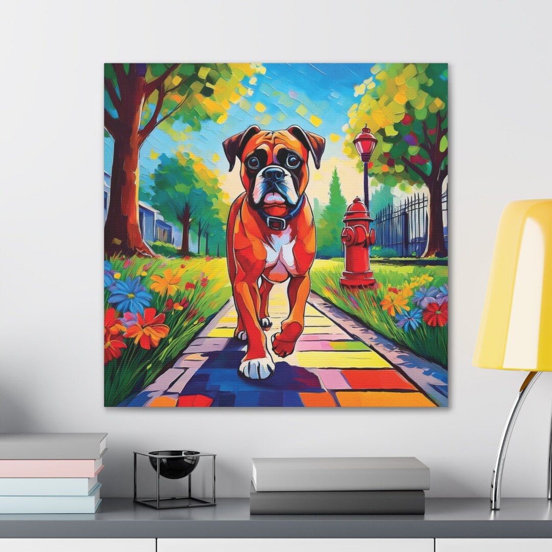 Boxer Dog Canvas Wall Art, Boxer Dog Lover Gift, Color Dog Wall Art ...