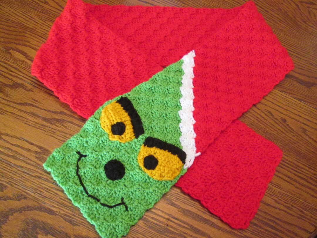 Crochet C2C Scarf Inspired by Santa Grinch - Etsy