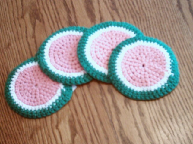 Watermelon Coasters Set of 4 - Etsy