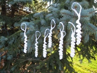 Crocheted Icicle ornaments set of 8 | Etsy