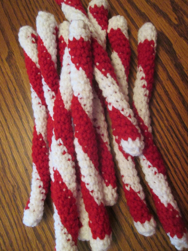 Crochet Candy Cane Peppermint Stick Candy Cane Ornament | Etsy