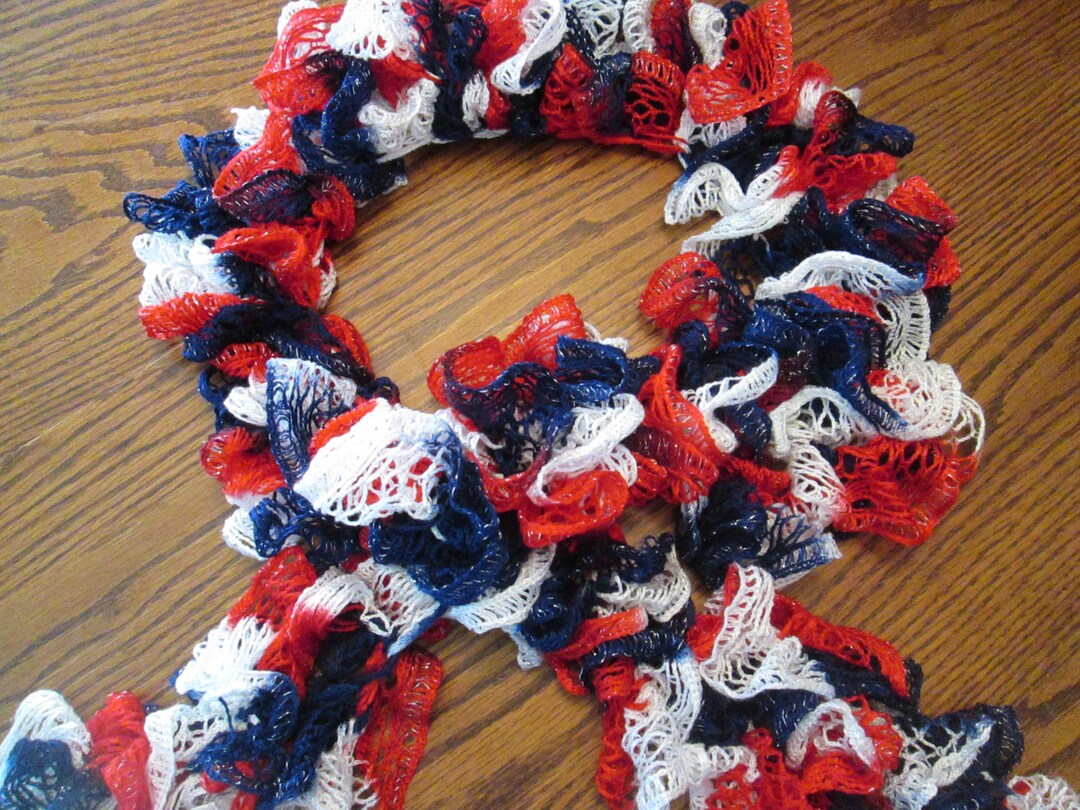 Red, White and Blue Ruffled Potato Chip Scarf - Etsy