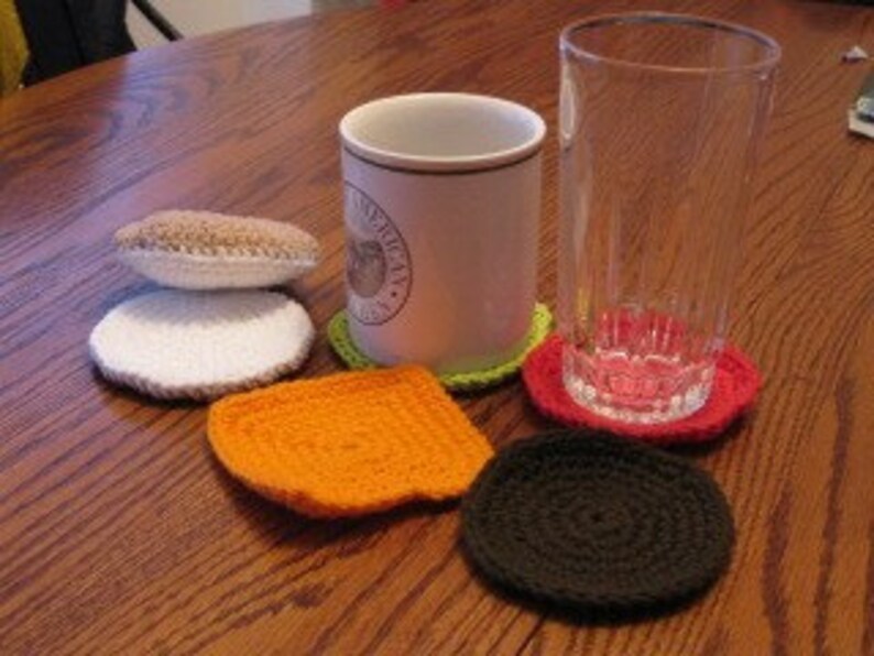 Crocheted Cheeseburger Play Food/coasters - Etsy