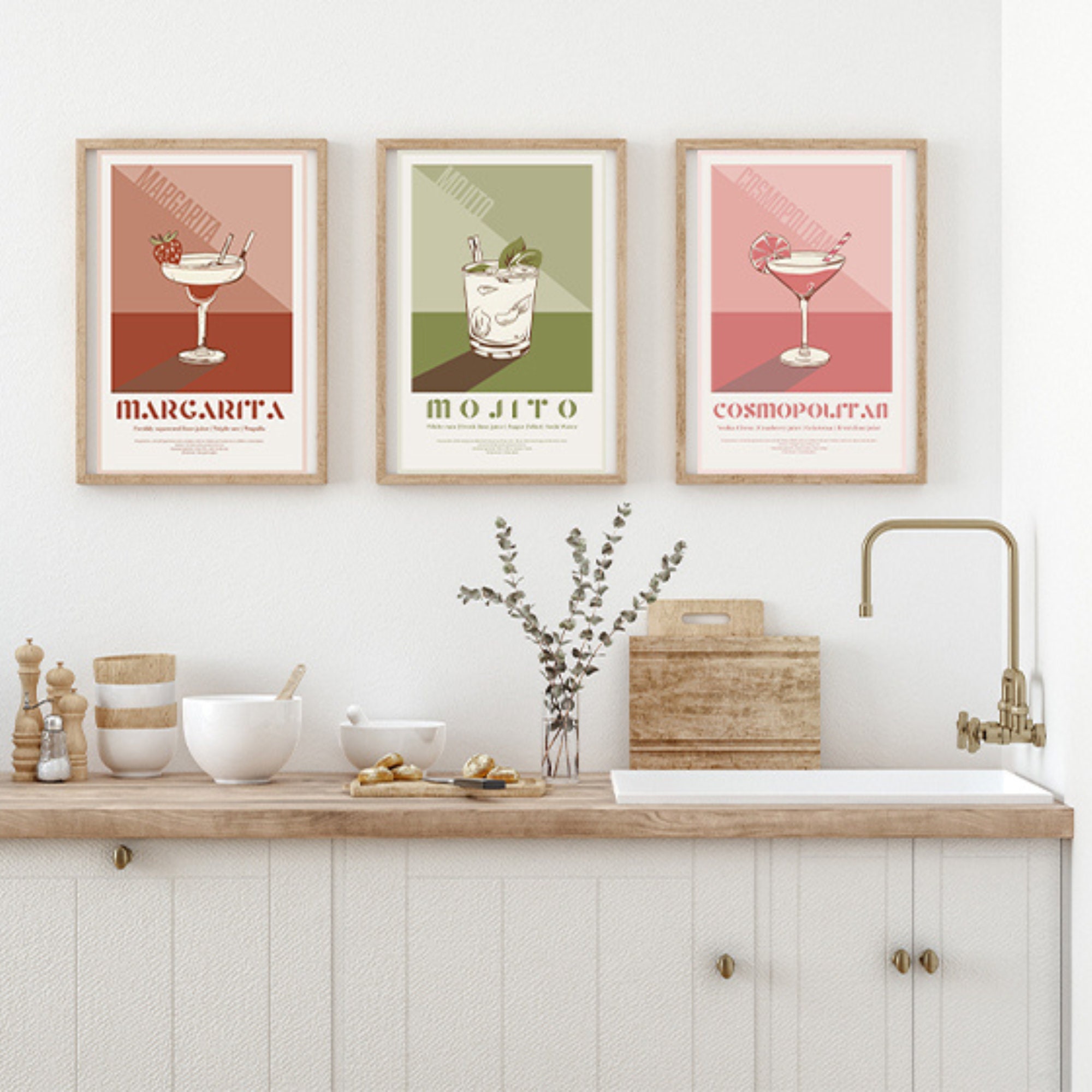 Vintage Cocktail Bar Poster | 3-pack Cocktail Drinks - Etsy