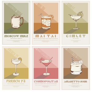 Vintage Cocktail Bar Poster | 3-pack Cocktail Drinks - Etsy