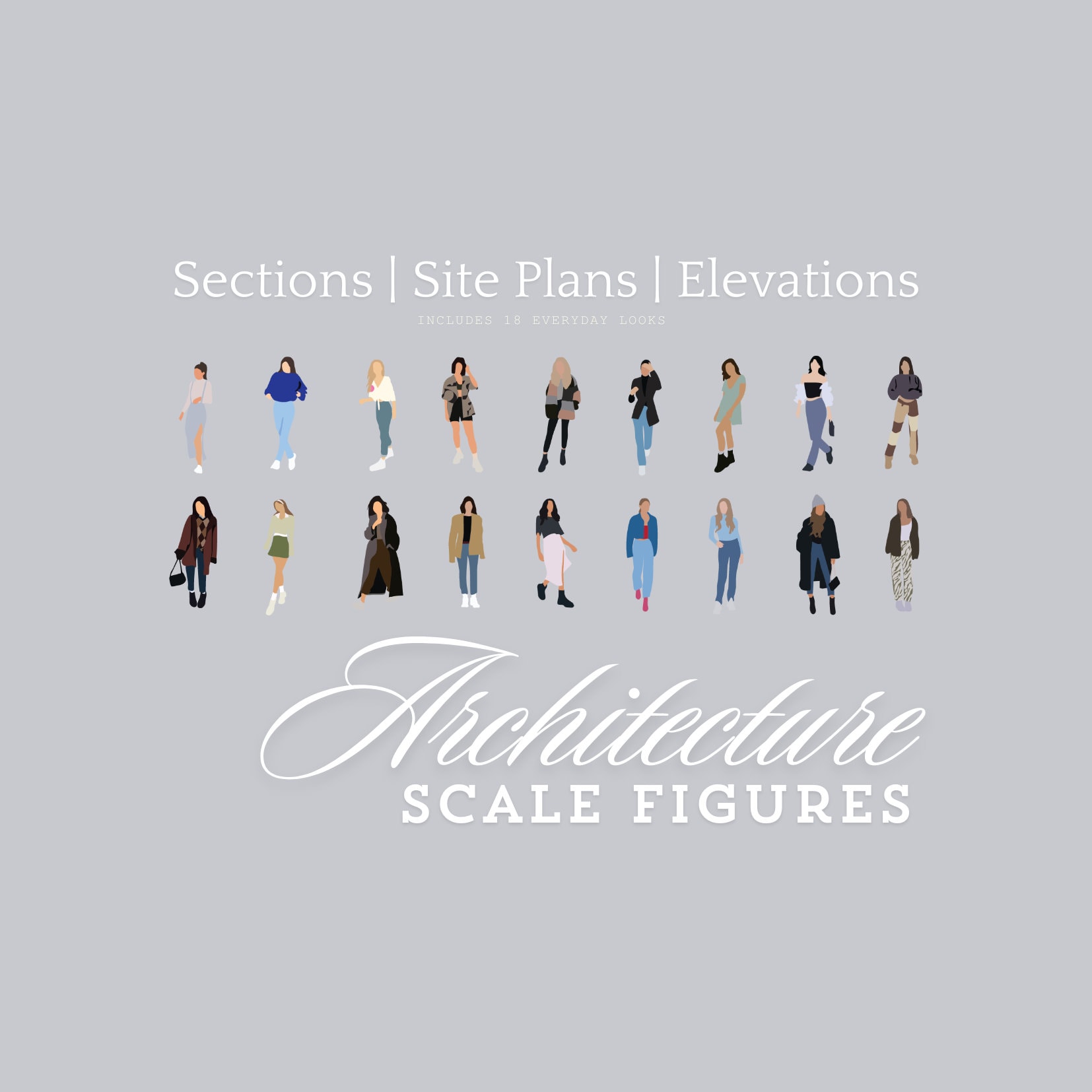 Custom Architecture Scale Figures for Digital Sections and Elevations ...