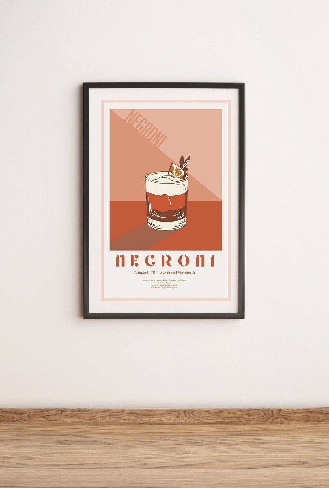 Vintage Cocktail Bar Poster | Negroni Cocktail Drink - Etsy