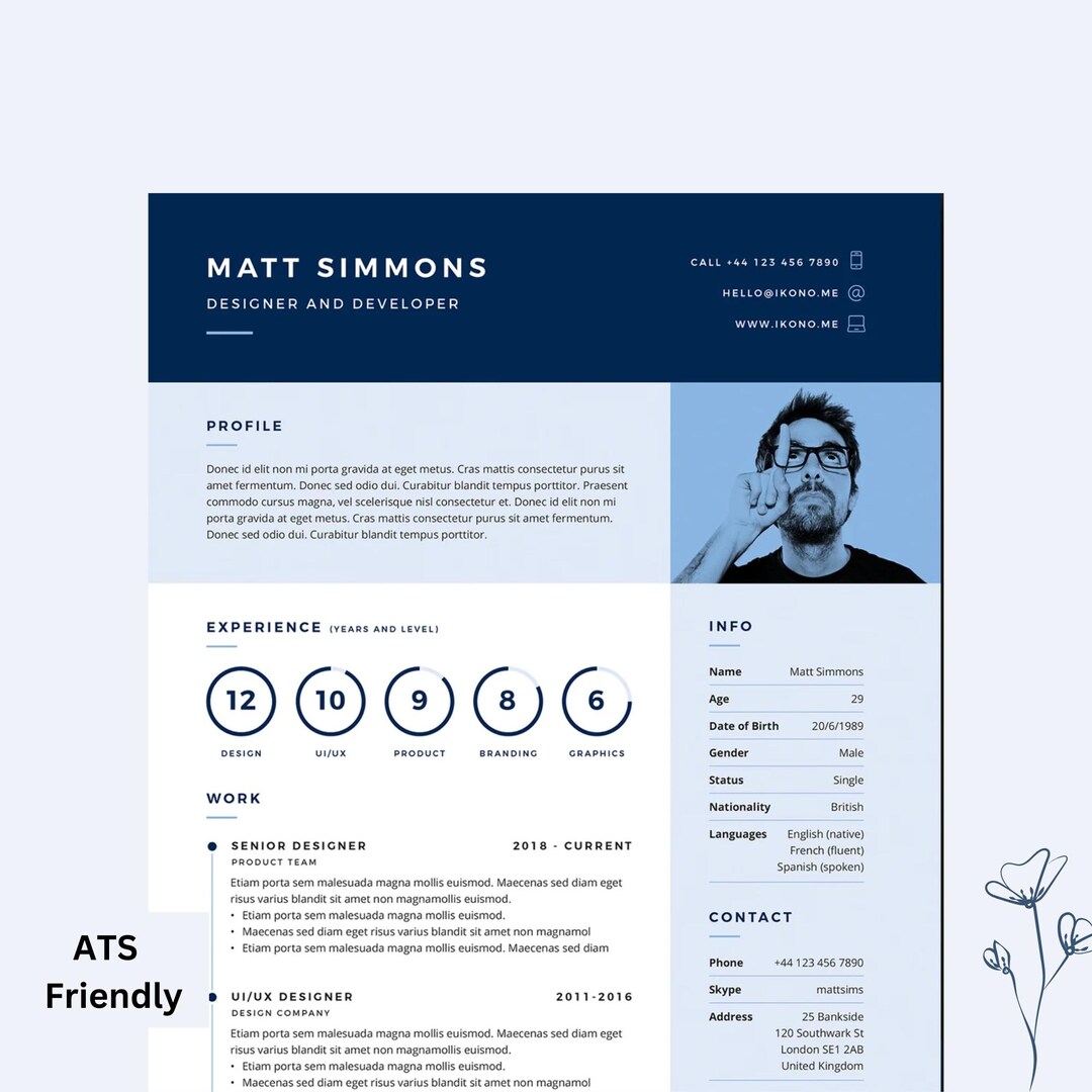 ATS Friendly Pro Resume, Editable Resume Template, Creative ...