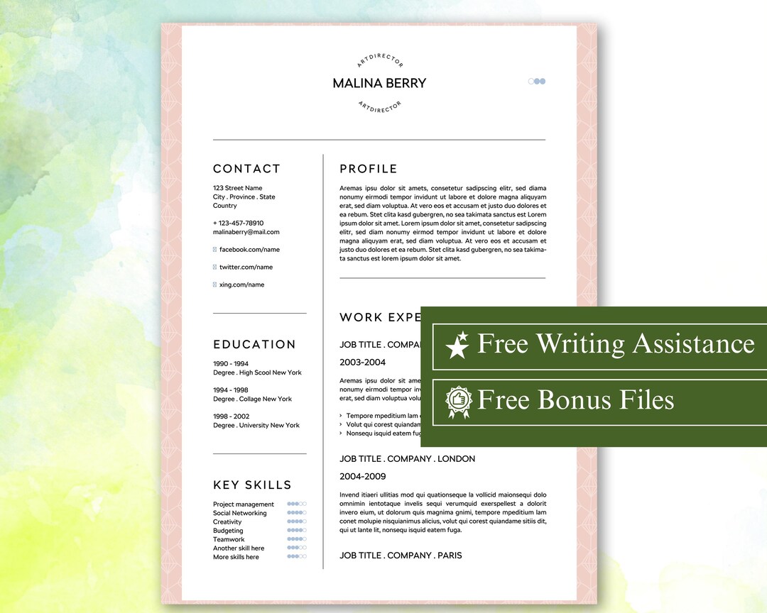 Modern Resume Template: Editable, Clean Design With Logos (PSD, AI, EPS ...