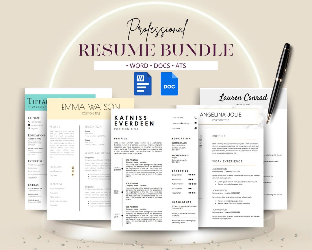Resume Template Bundle, CV Template Word, CV Google Doc & Resume Pages ...
