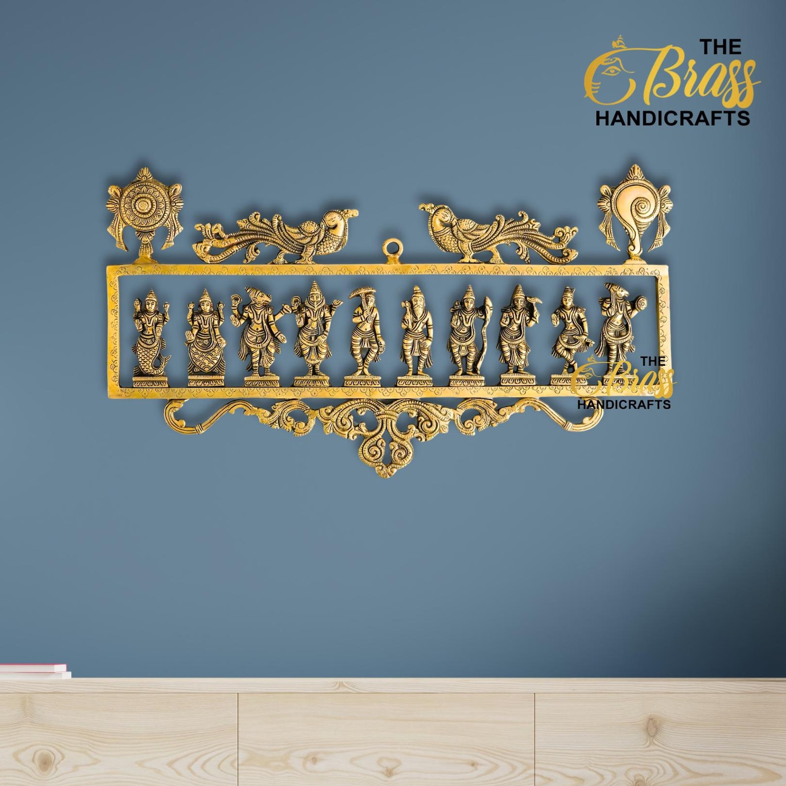 Dashavatara Wall Hanging | Divine Brass Art of 10 Avatars | Wall Art With Ten Avatars of Vishnu ...
