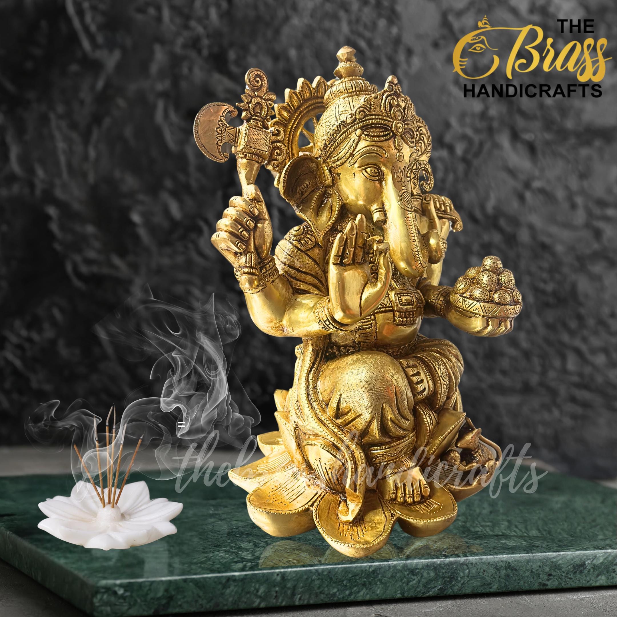 Ganesha Kamalasan Statue, Brass Lord Ganesha Statue for Home Temple ...
