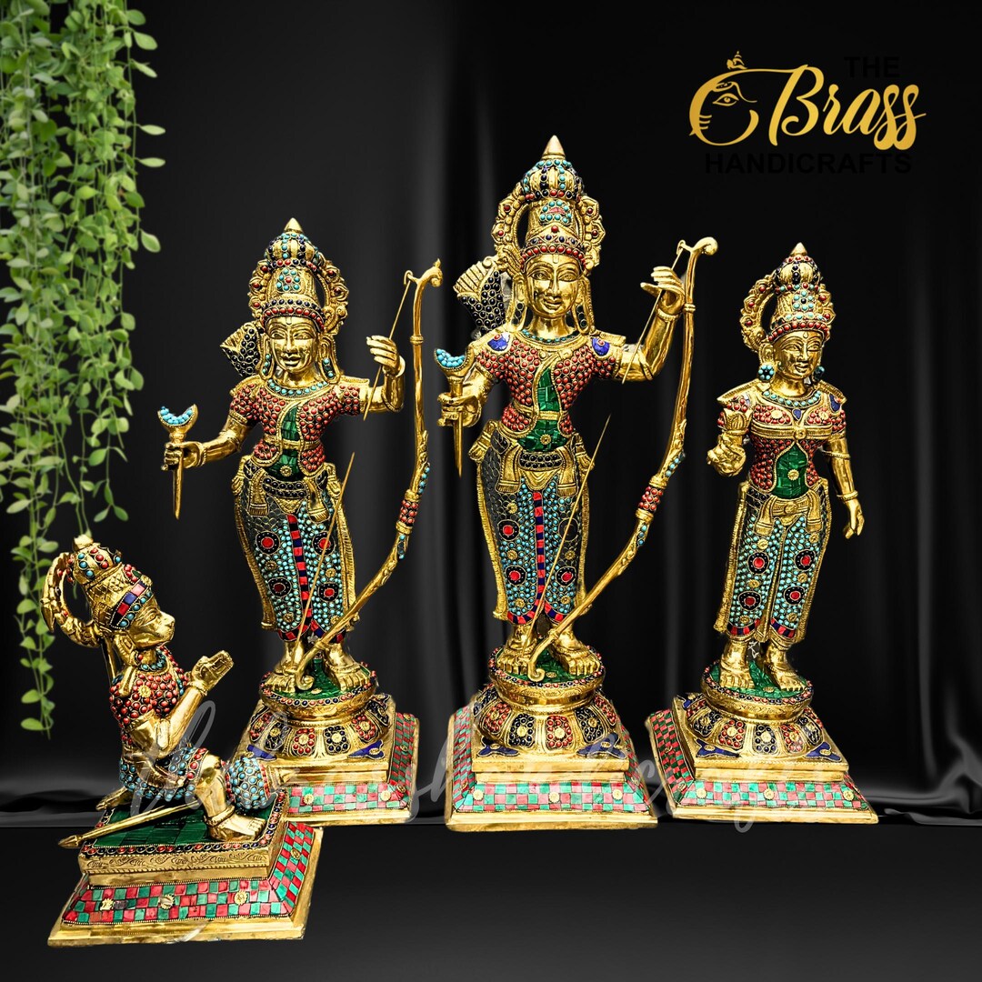 Ram Darbar Statue Set, Sita, Ram Laxman & Hanuman Idols With Mosaic ...