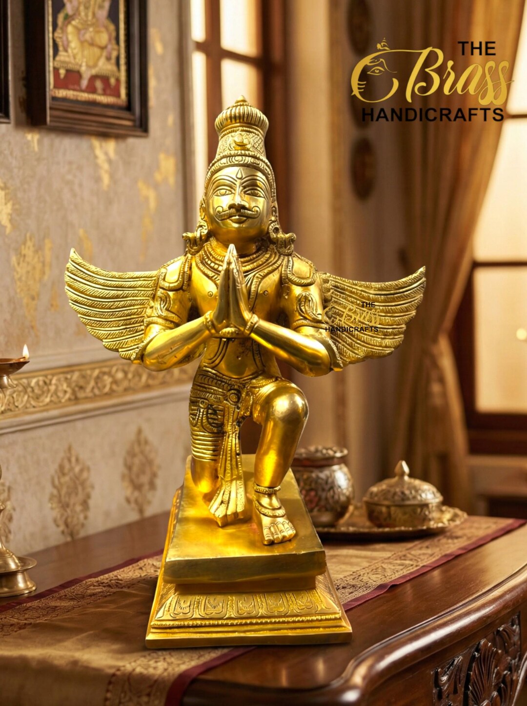 Handcrafted Pure Brass Garuda Statue, South Indian Garuda Idol for Home ...