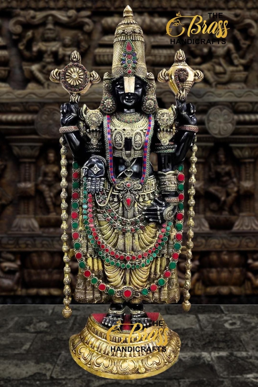 Handcrafted Tirupati Balaji Brass Statue With Mosaic Work, Original ...